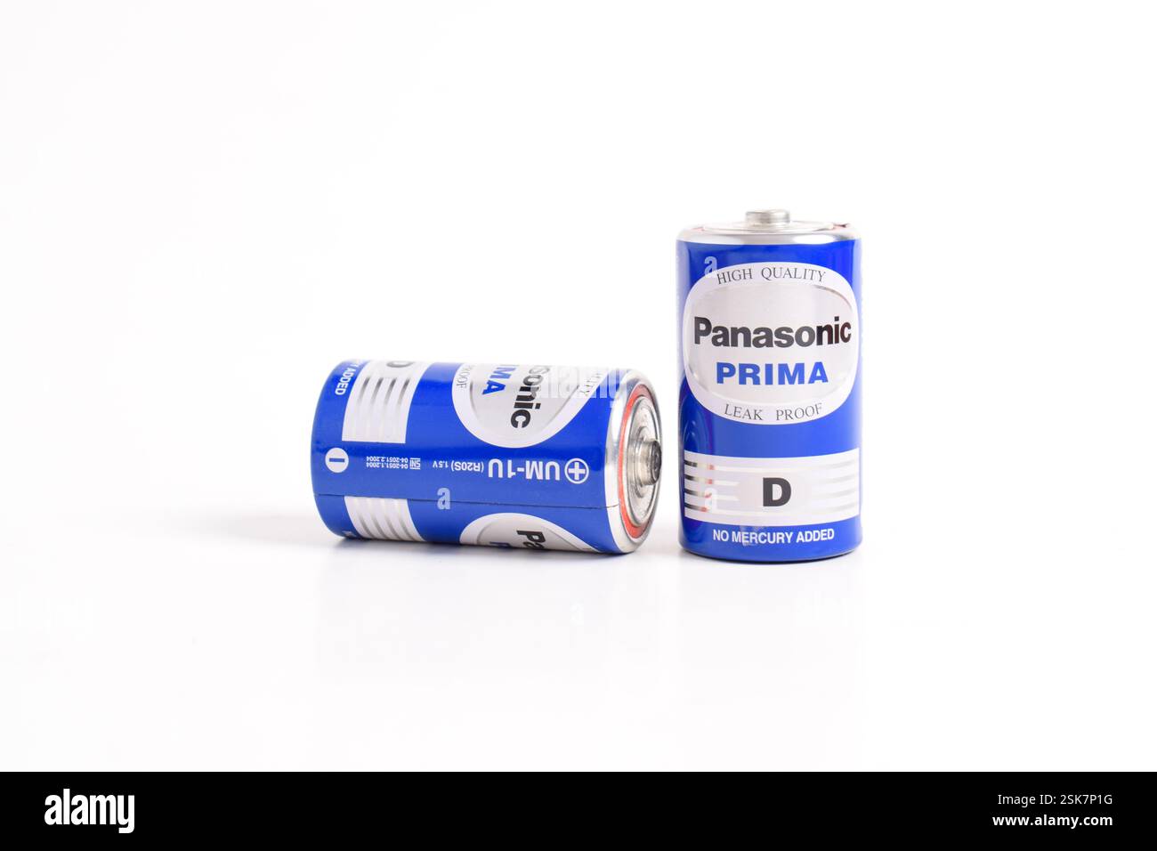 Pasuruan, Indonesia - Februari 4, 2025: Two Panasonic D-size batteries ...