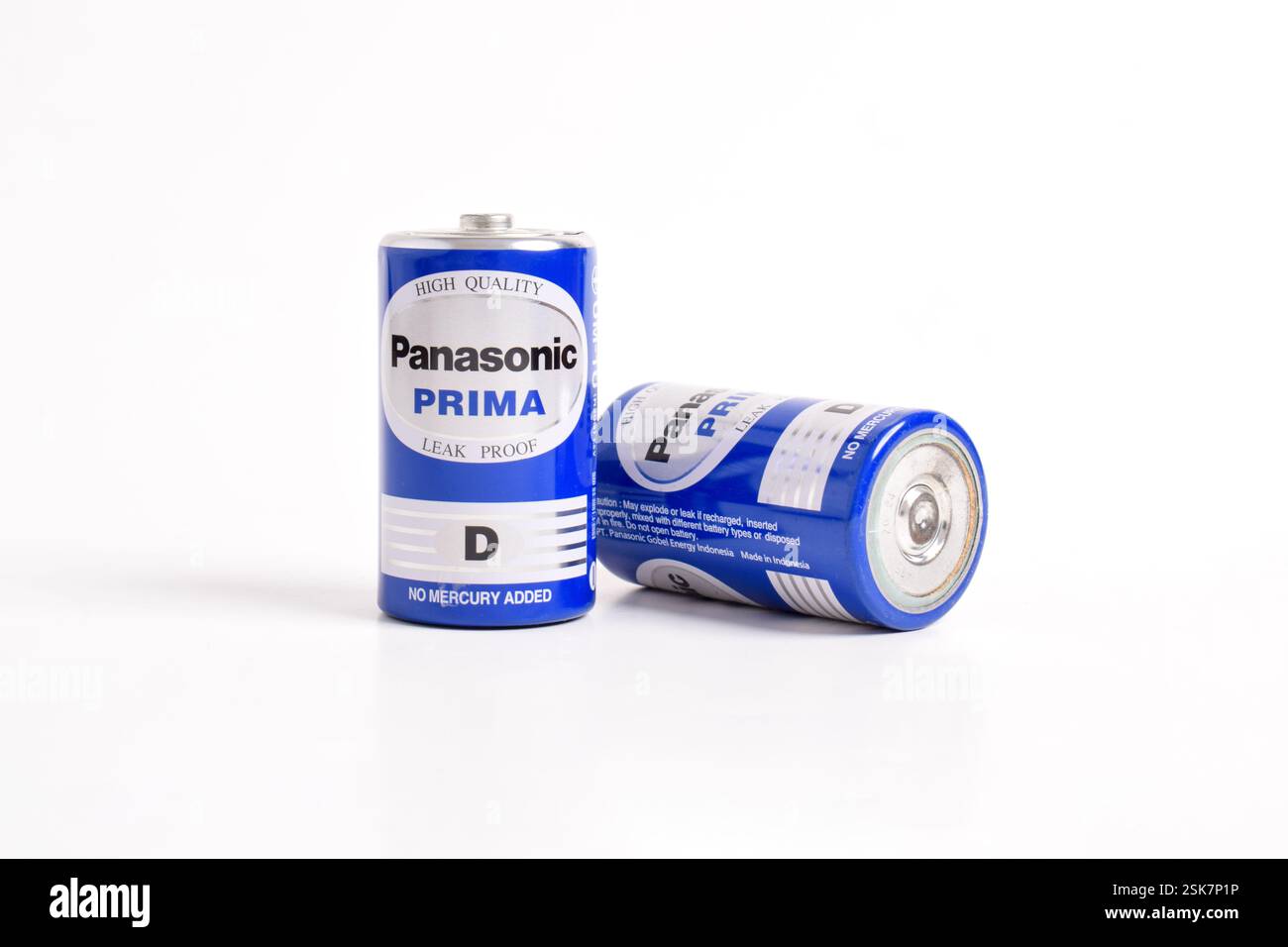 Pasuruan, Indonesia - Februari 4, 2025: Two Panasonic D-size batteries ...