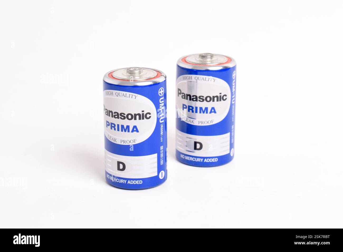 Pasuruan, Indonesia - Februari 4, 2025: Two Panasonic D-size batteries ...