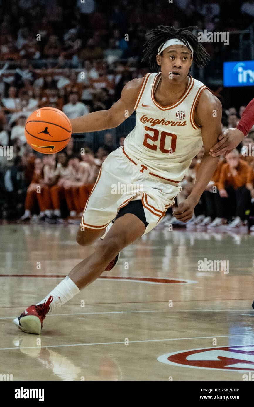 Texas, USA. 11th Feb, 2025. Tre Johnson (20) of the Texas Longhorns in ...