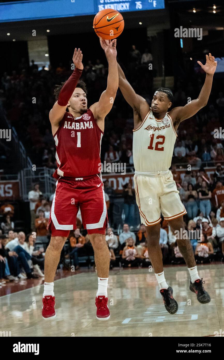 Texas, USA. 11th Feb, 2025. Mark Sears (1) of the Alabama Crimson Tide ...
