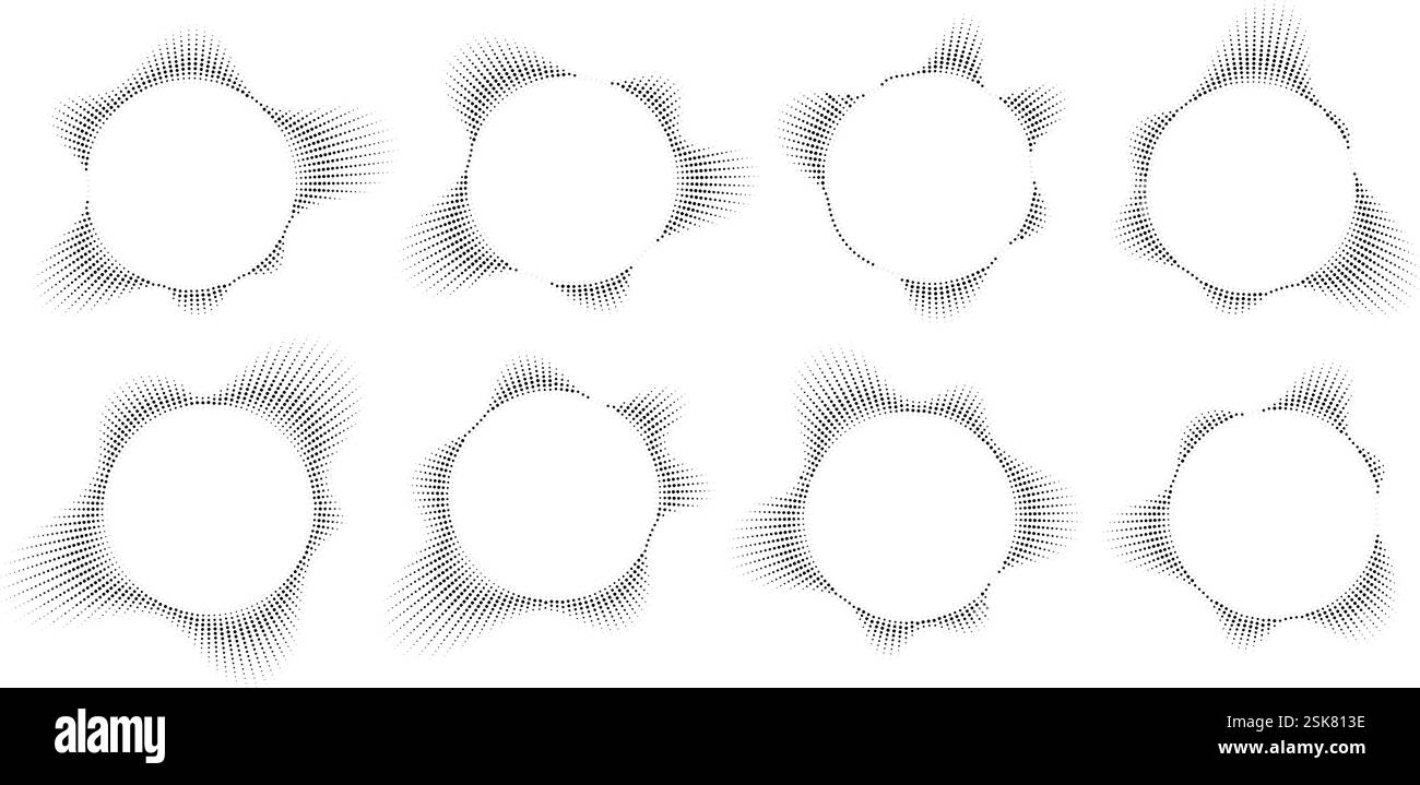 Sound wave, circular equalizer icons, round music soundwave shape ...