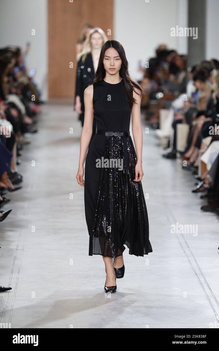 New York, USA. 11th Feb, 2025. A model is seen on the catwalk at the ...