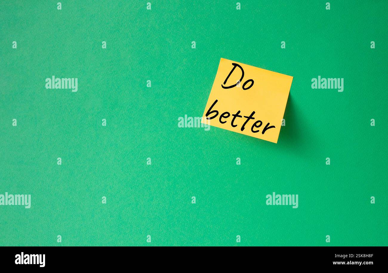 Do better symbol. Orange steaky note with concept words do better ...