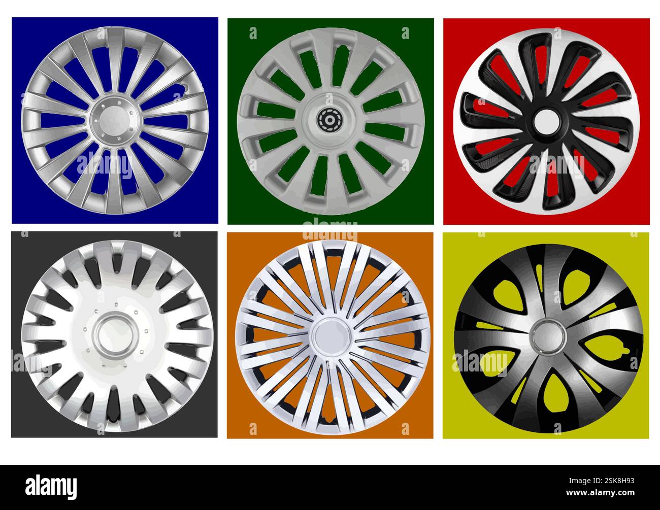 Decorative car wheel covers. Plate. Vector hand drawn illustration ...