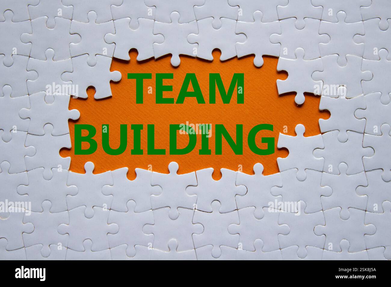 Team Building symbol. Concept word Team Building on white puzzle ...