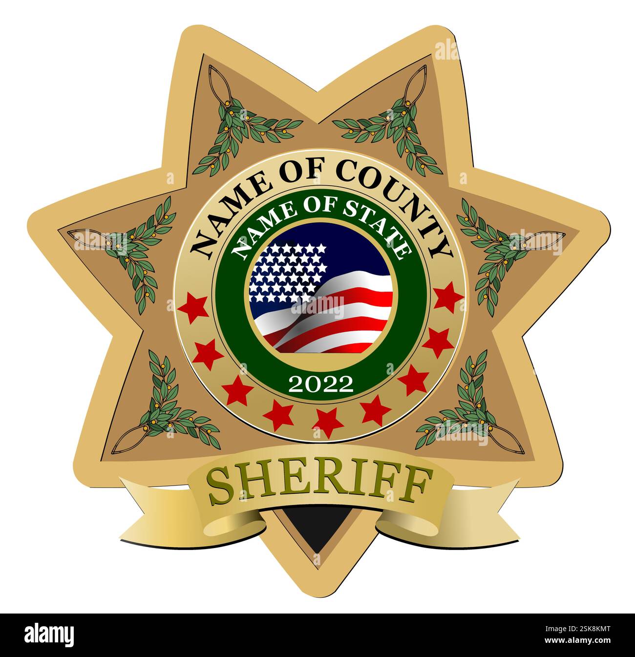 Sheriffs badge on a white background. 3d vector hand drawn illustration ...