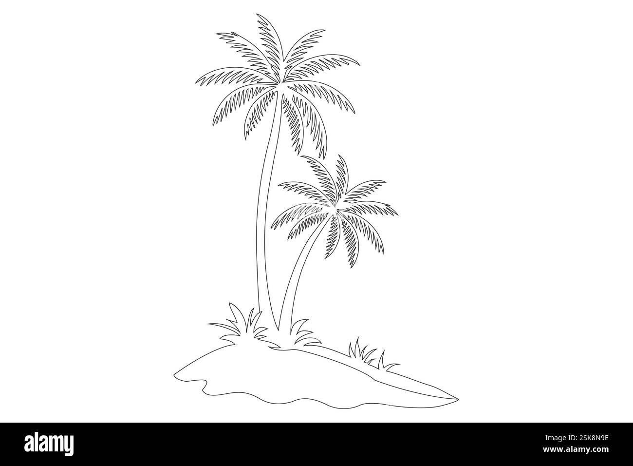palm tree continous simple line drawing black and white Stock Vector ...