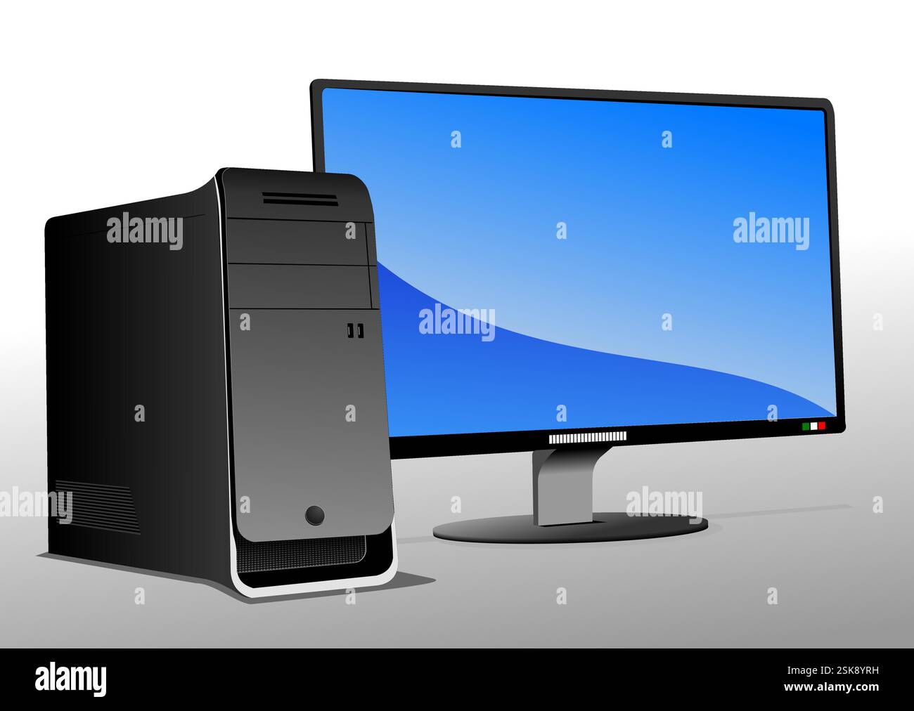 Flat computer monitor. Computer. Vector Color hand drawn by Adobe ...