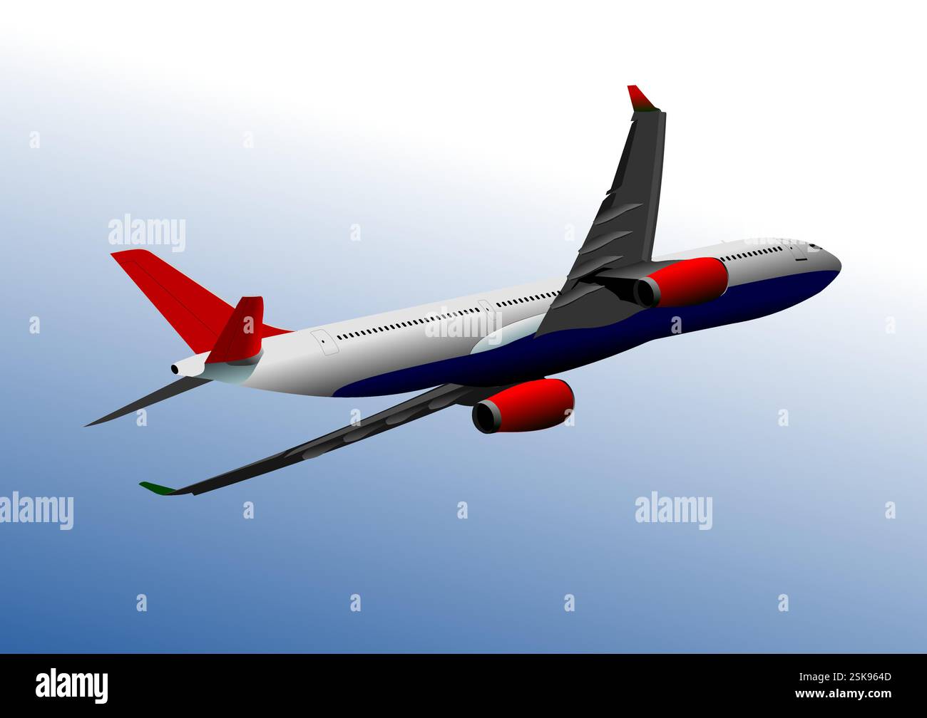 Airplane silhouettes. Vector Color 3d illustration. Hand drawn by Adobe ...