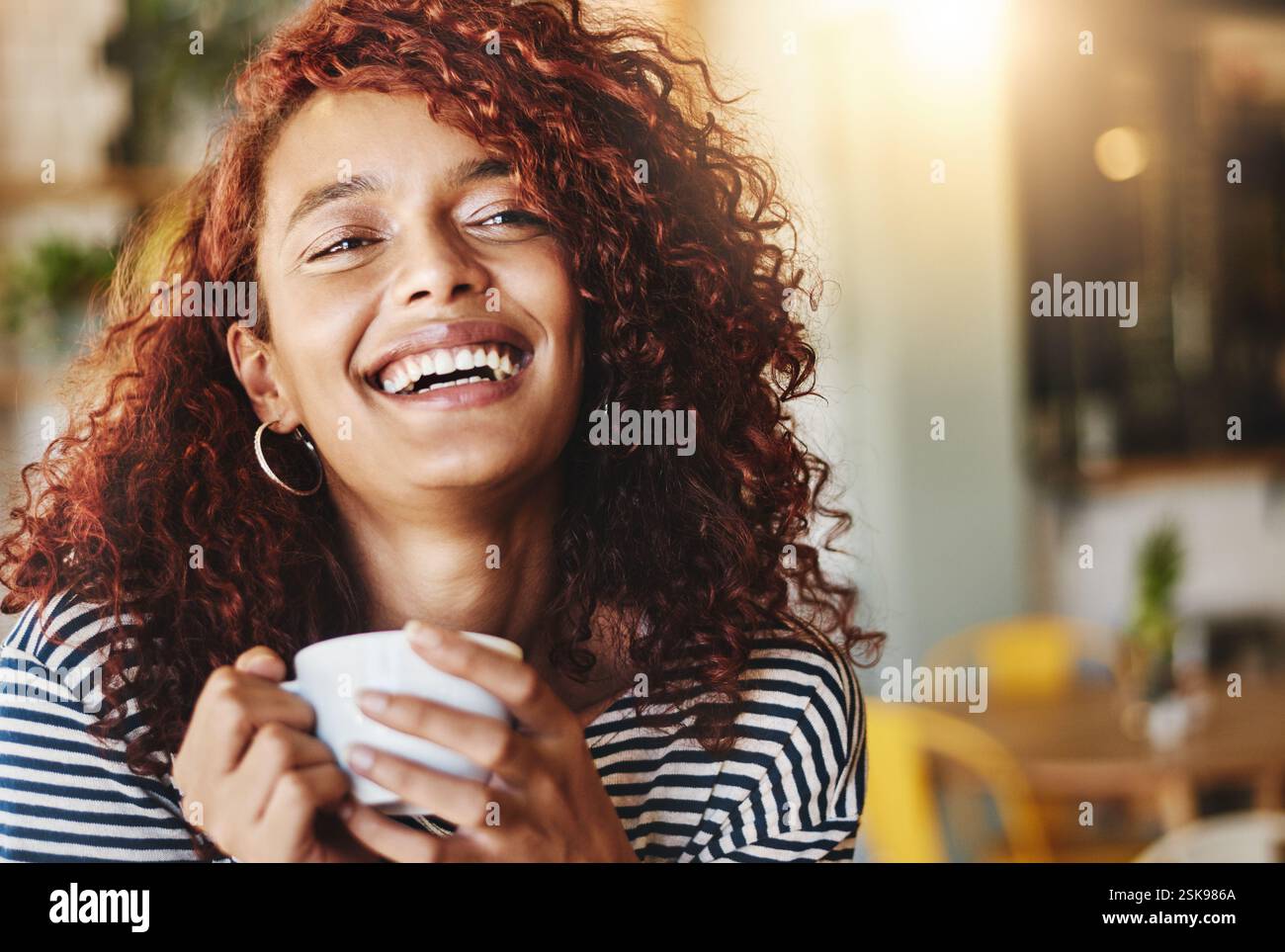 Woman and drinking tea and funny face hi-res stock photography and ...