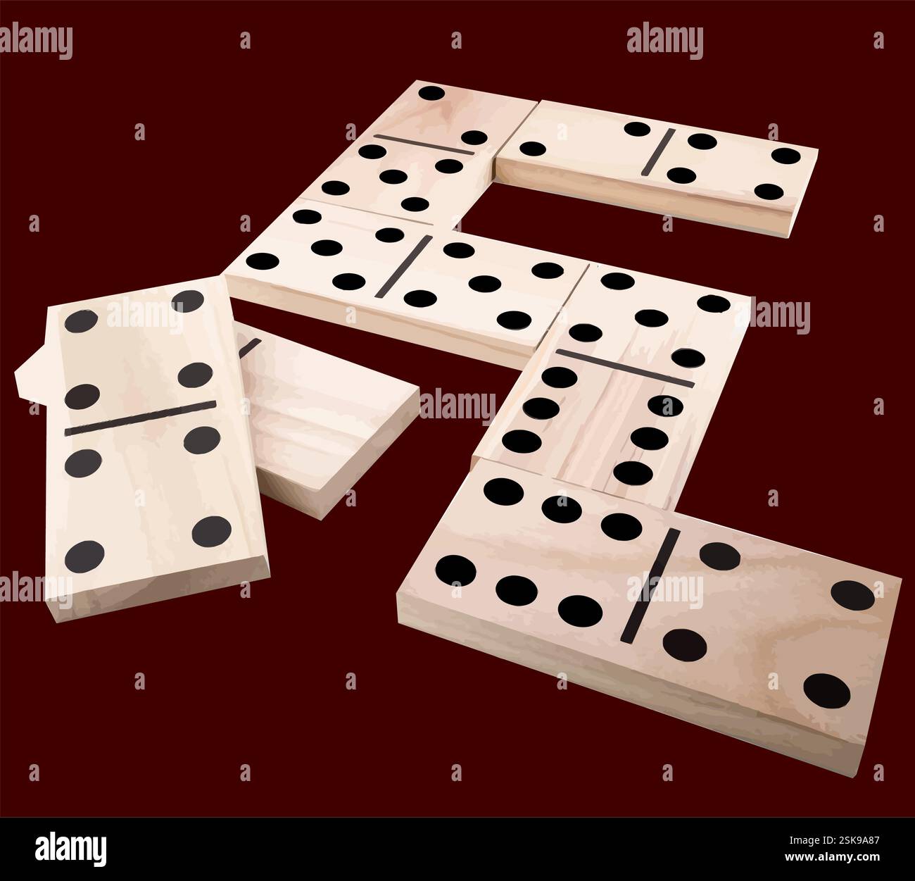 Dominoes. Few dominoes with different numbers of dots. Game, symbol of ...