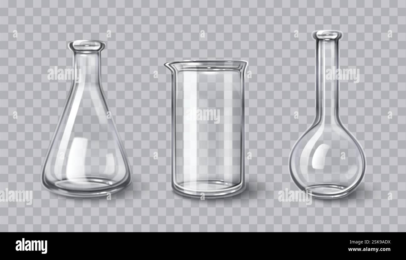 Chemistry laboratory 3d glassware set - transparent empty beakers ...