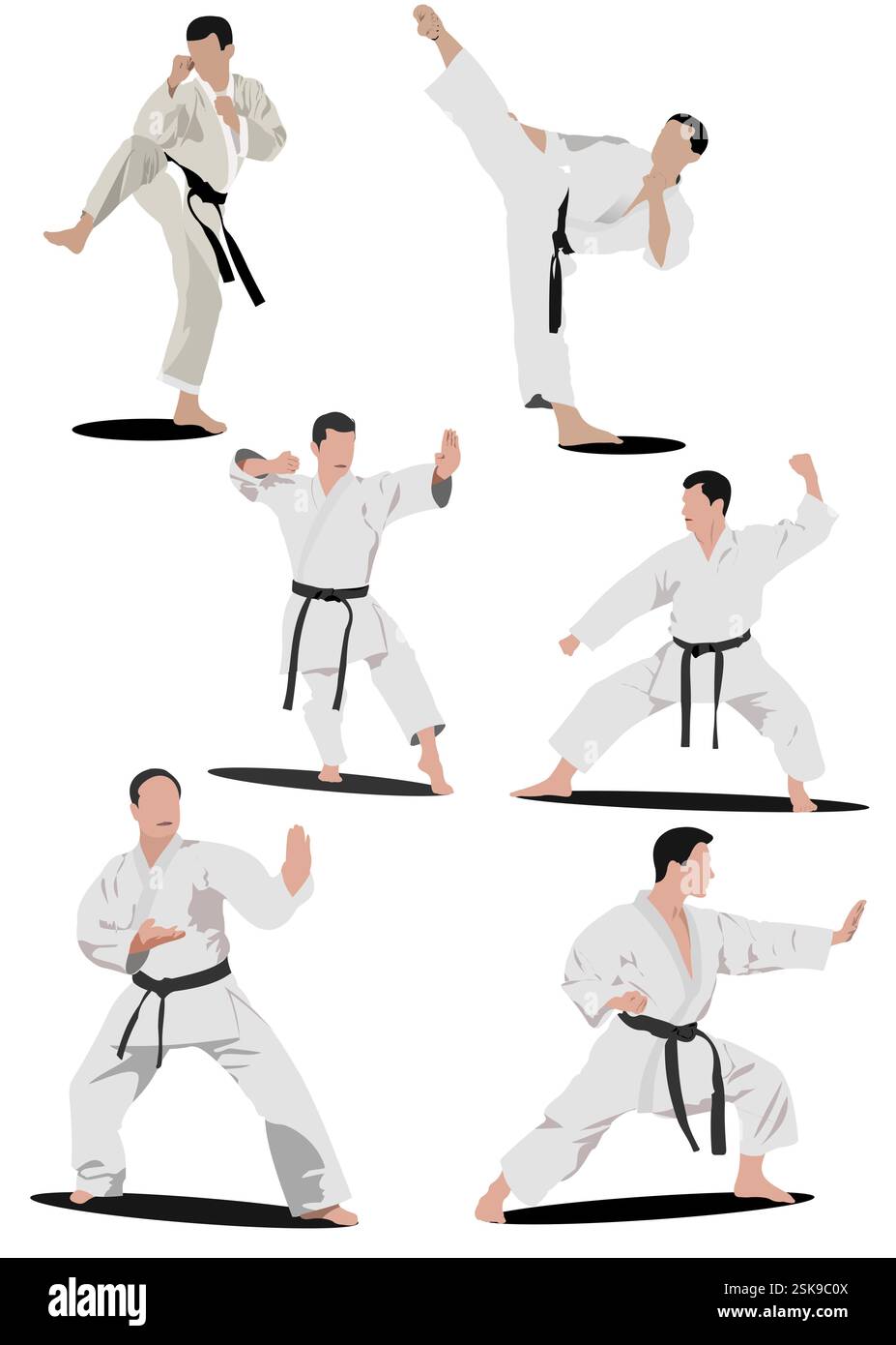 Colored vector hand drawn Karate silhouettes Stock Vector Image & Art ...