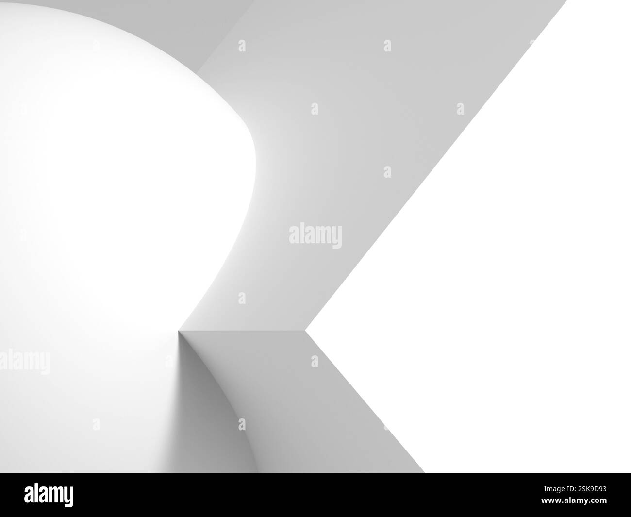 Abstract white minimal architectural background. Corners and spherical ...