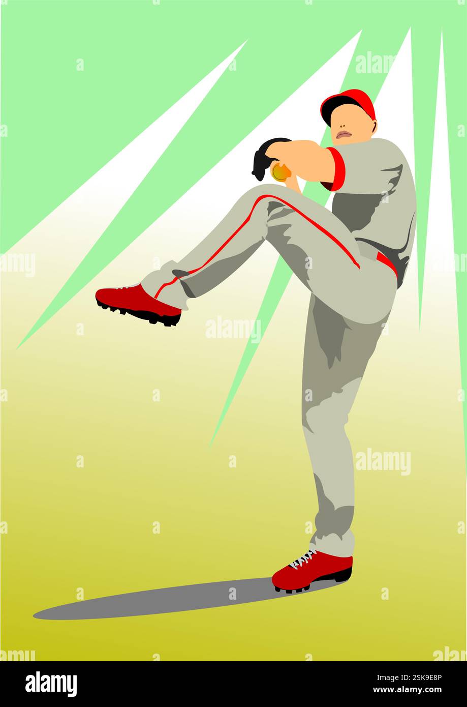 Baseball players. Vector 3d hand drawn illustration Stock Vector Image ...