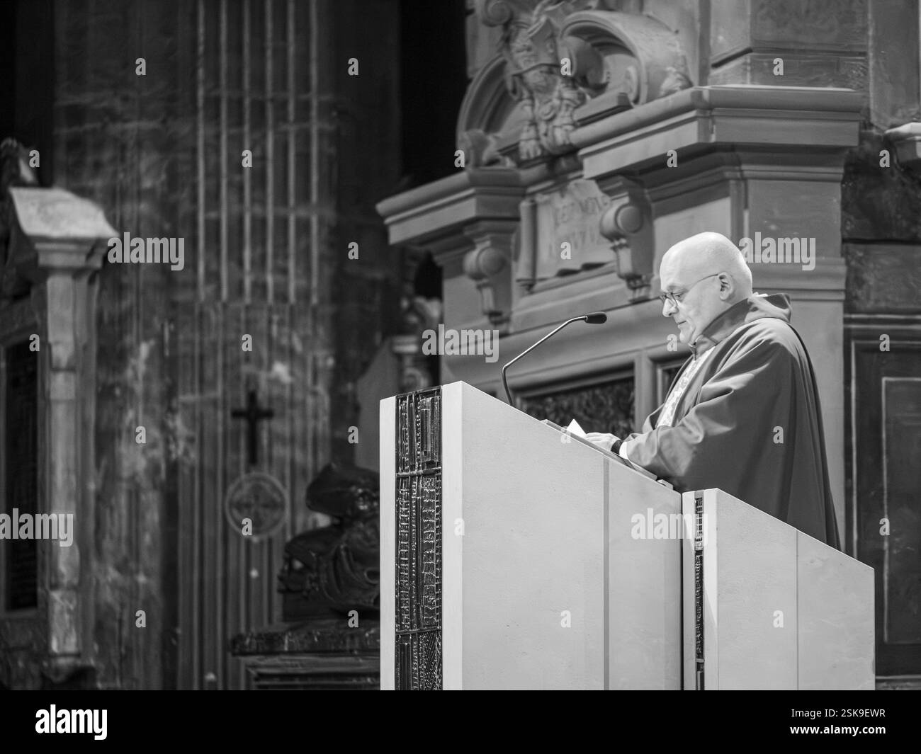 Cremona, Italy - February 9th 2025 Catholic priest celebrating mass in ...