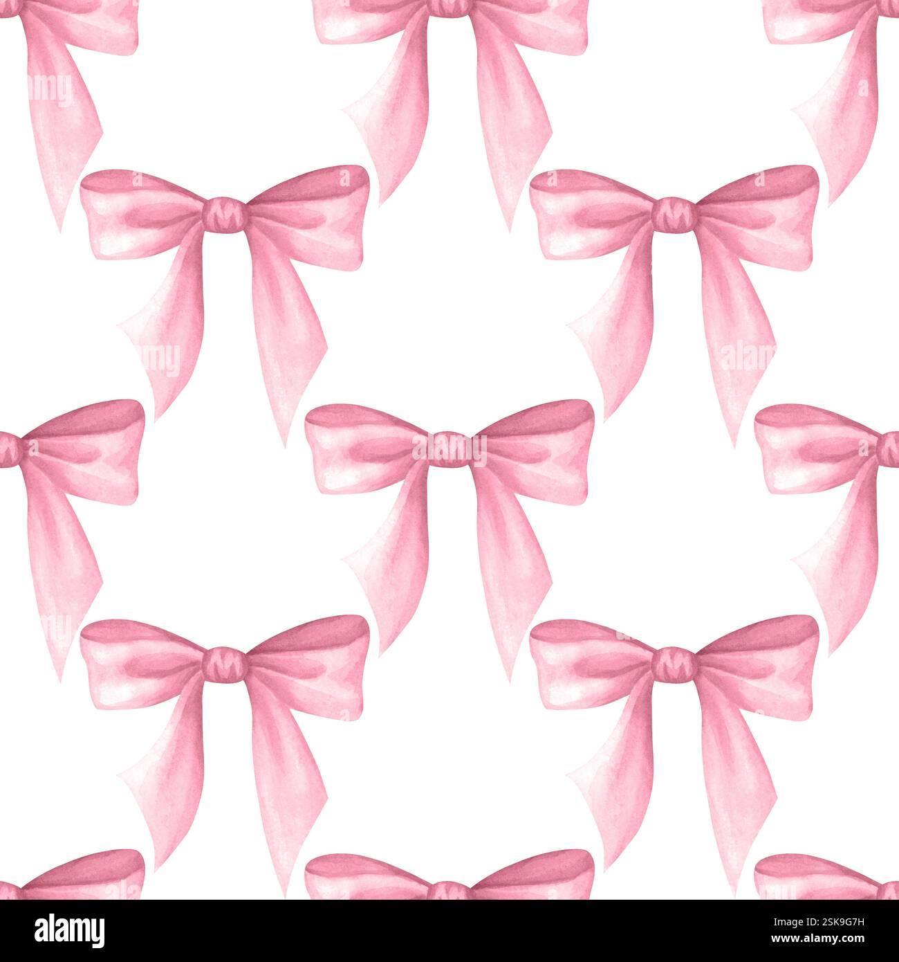 Coquette Bows in pastel pink color. Watercolor isolated hand drawn ...