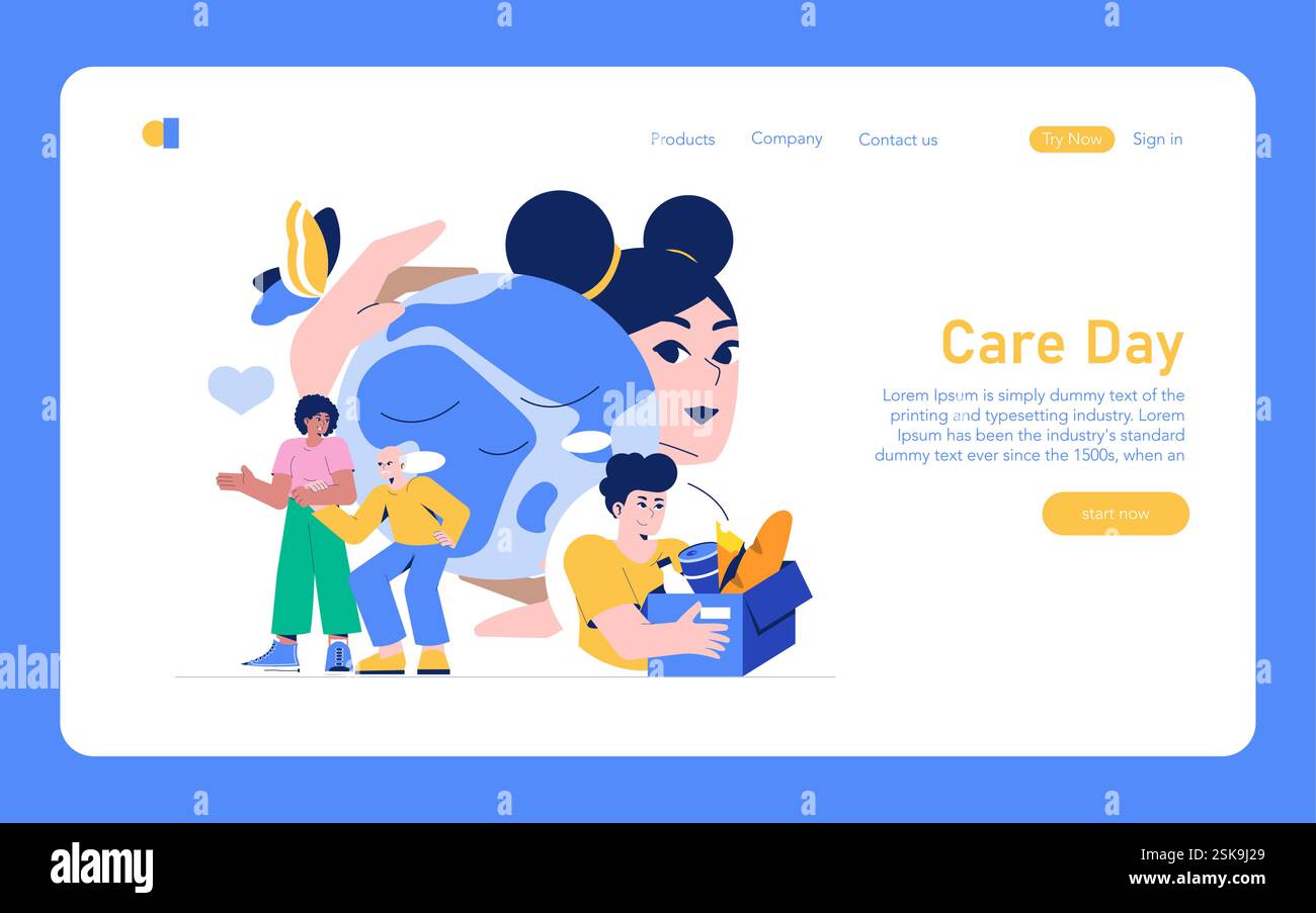 Care Day concept. A friendly support illustration showing people ...