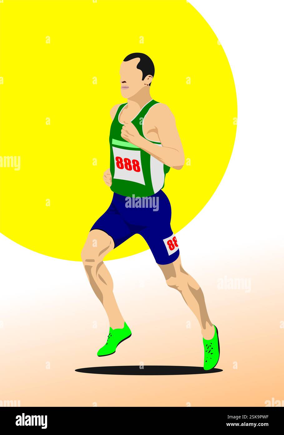 Hand drawn Illustration of a track and field athlete running jumping ...