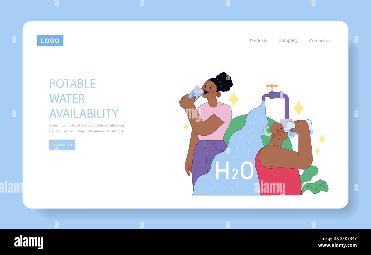 World Water Day illustration. Focuses on the importance of clean drinking water availability ...