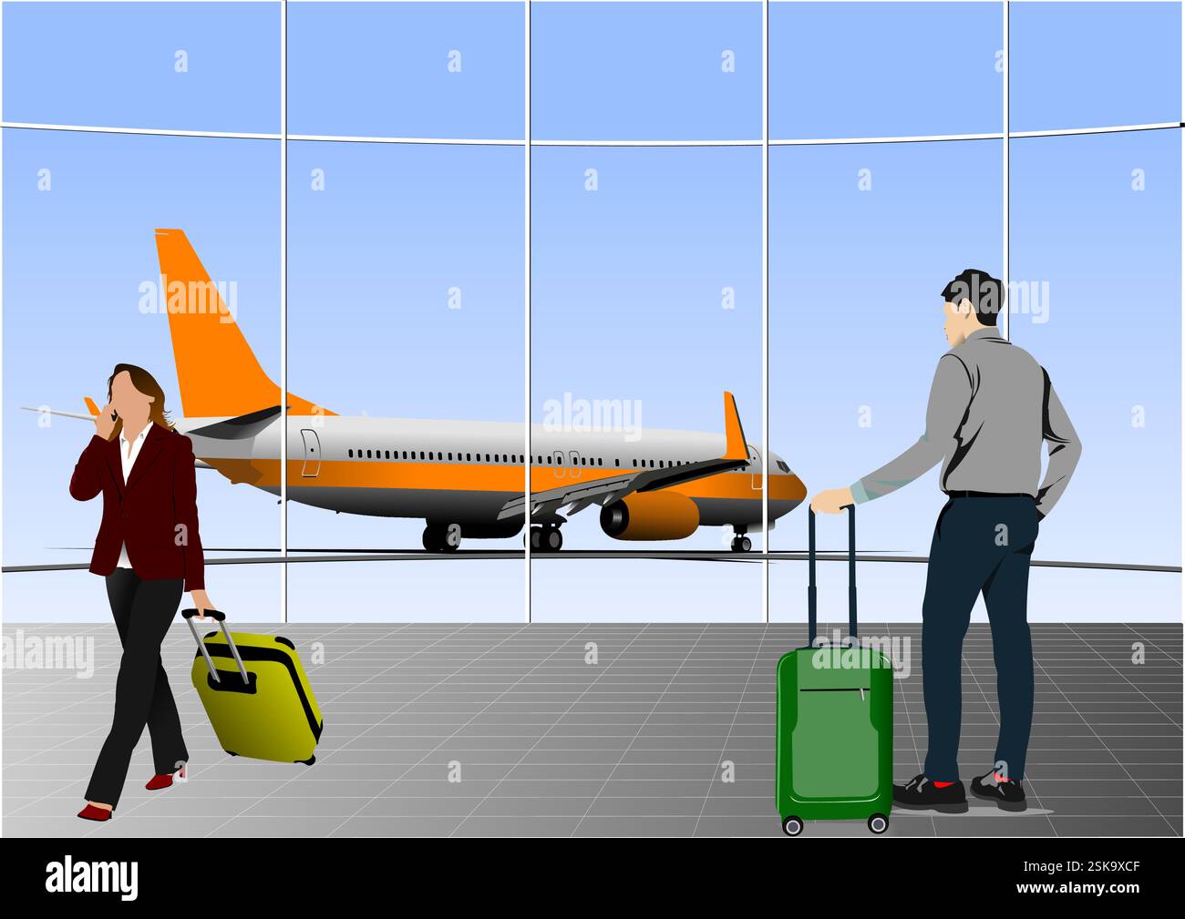 Airport scene . Vector 3d hand drawn illustration Stock Vector Image ...