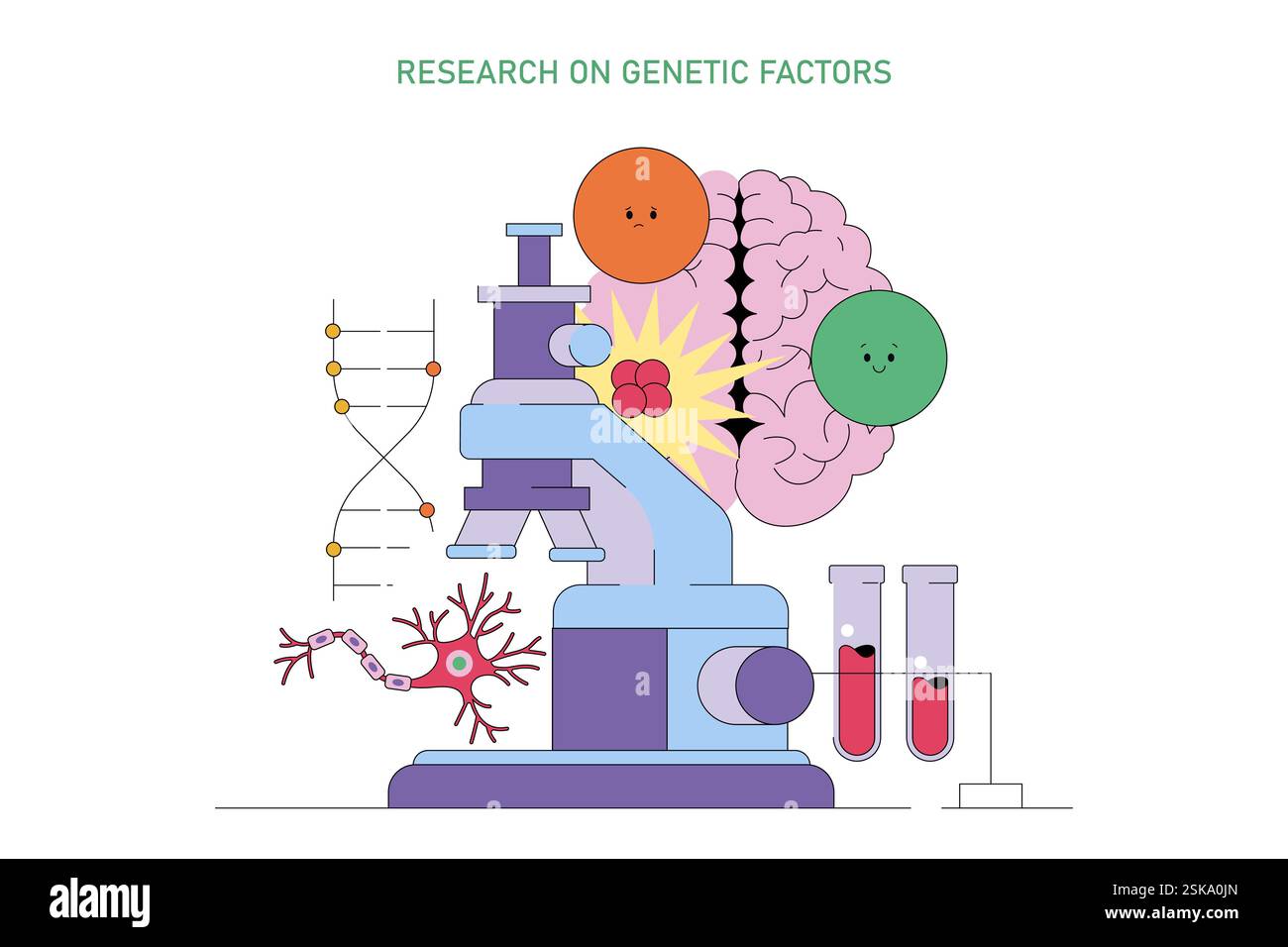 World Bipolar Day concept. Illustration exploring genetic factors with ...