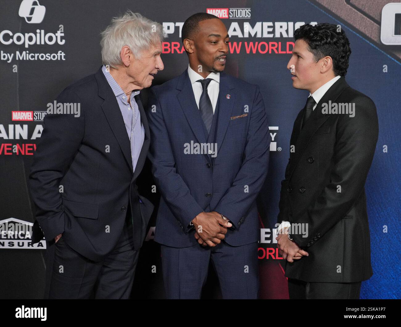 Los Angeles, USA. 11th Feb, 2025. (L-R) Harrison Ford, Anthony Mackie ...