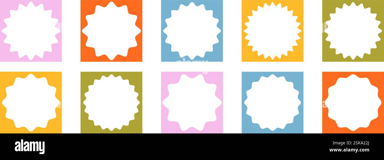 Trendy square frames with zigzag edges. Set of wave and curvy borders ...