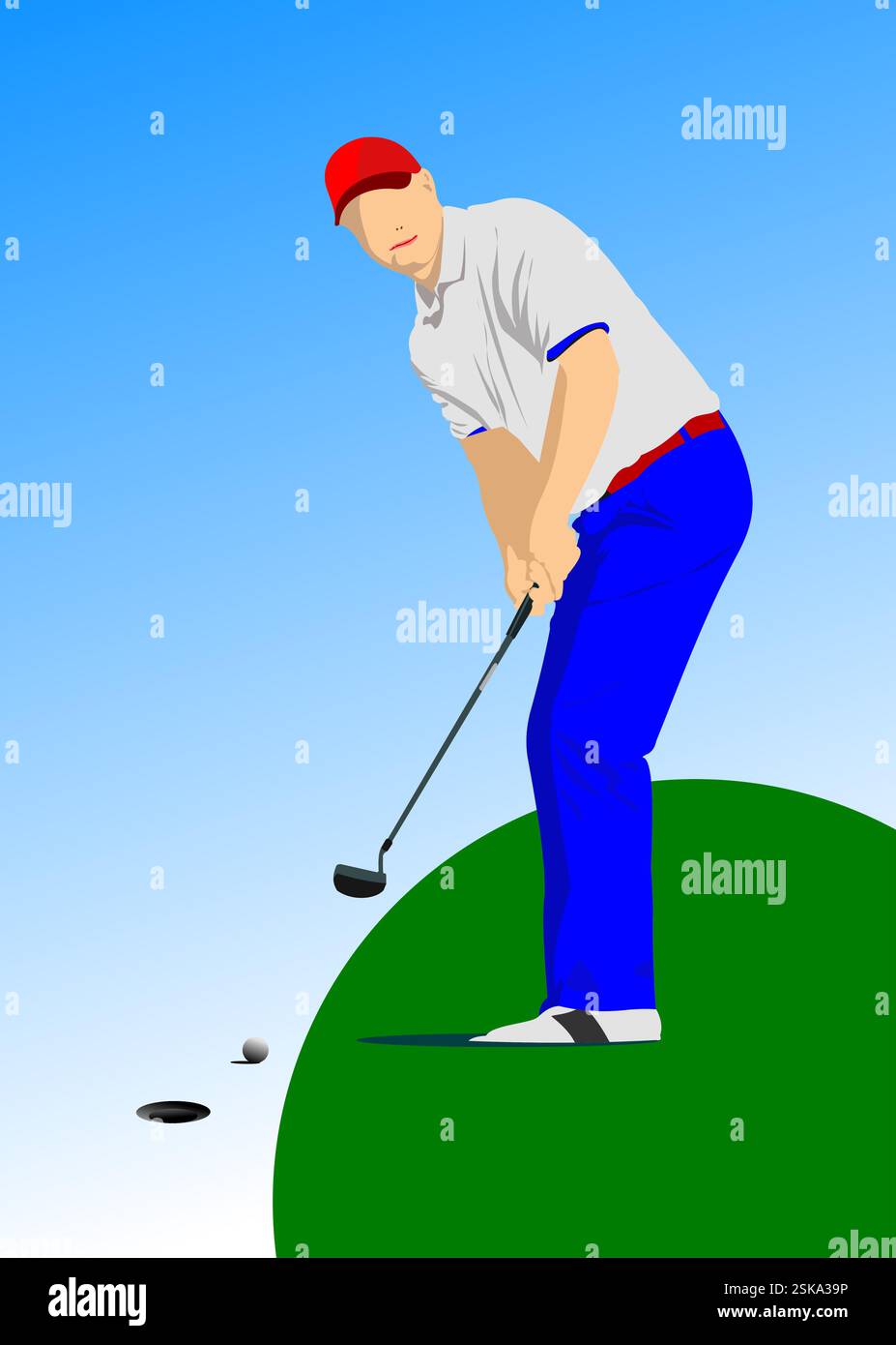 Golf player poster. Vector 3d hand drawn illustration Stock Vector ...