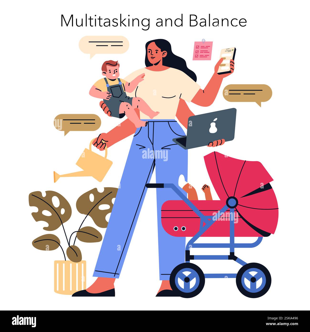 Multitasking and Balance concept. Illustrates the challenges and ...
