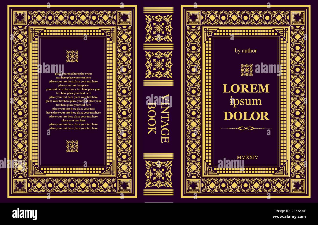 Old book cover design elements. 3d vector cover hand drawn illustration ...