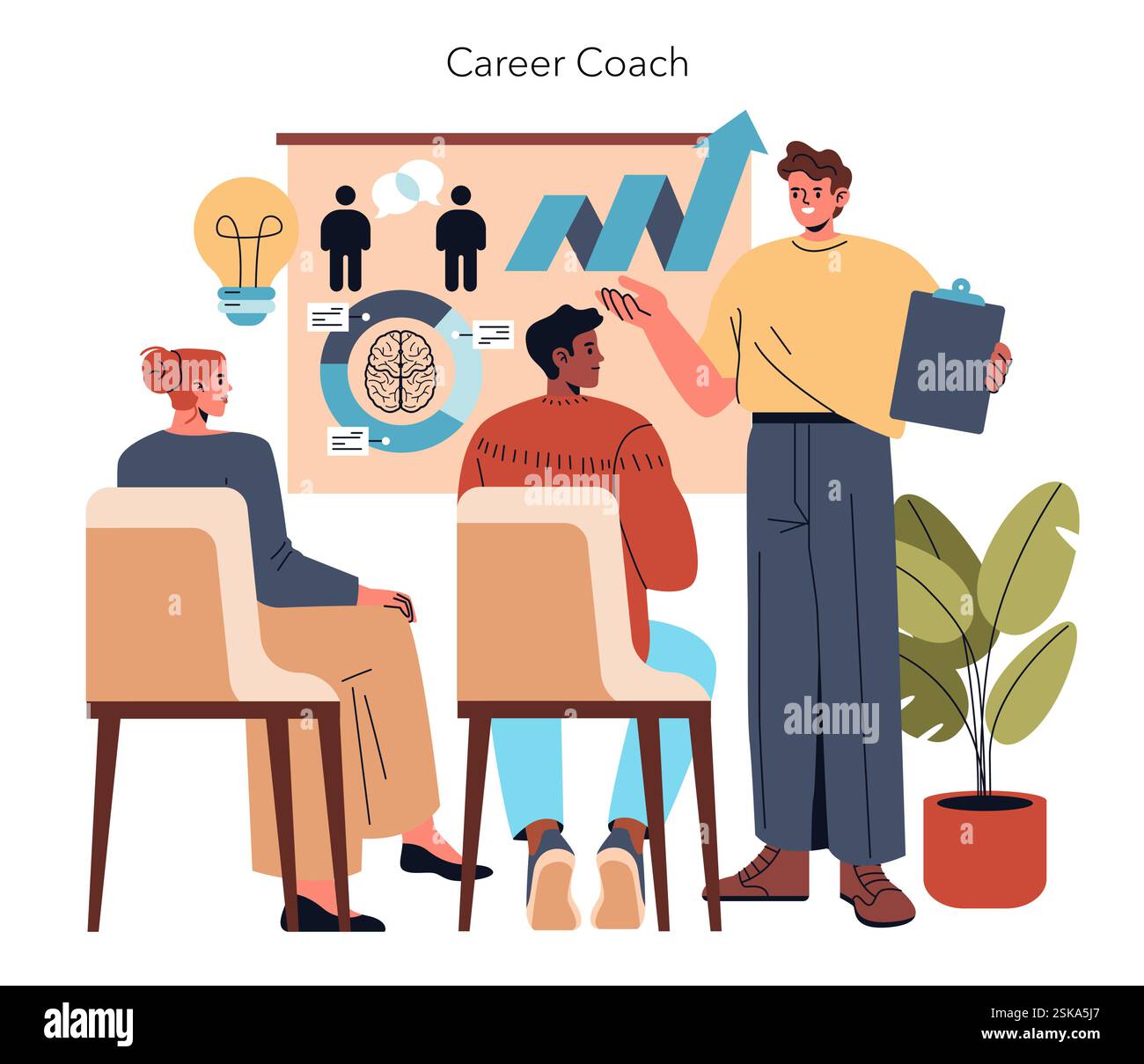 Career coach session illustration. A professional coach guides ...