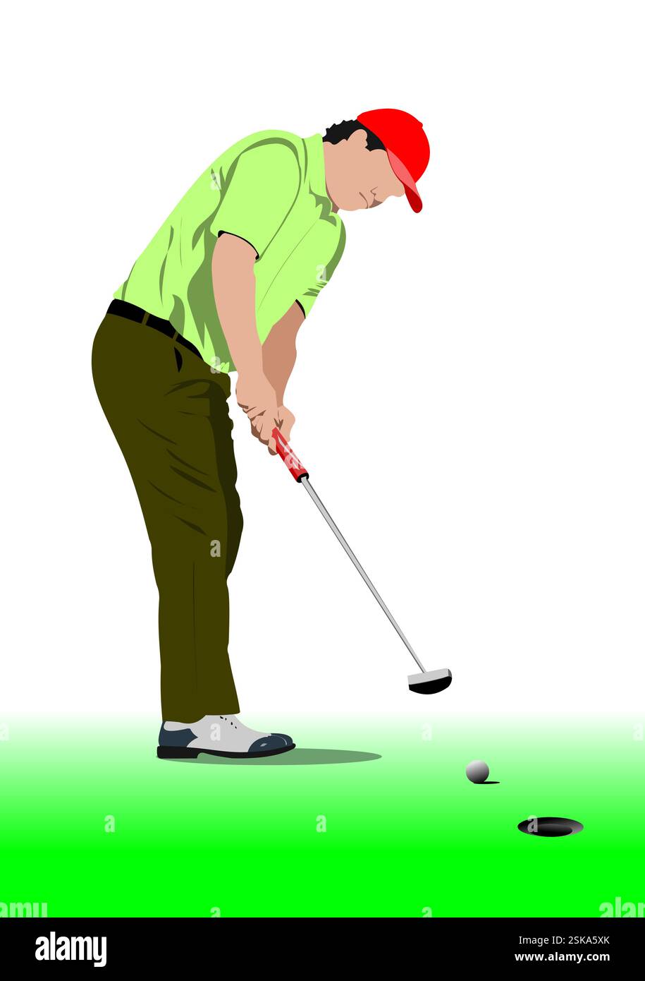 Golf player poster. Vector 3d hand drawn illustration Stock Vector ...