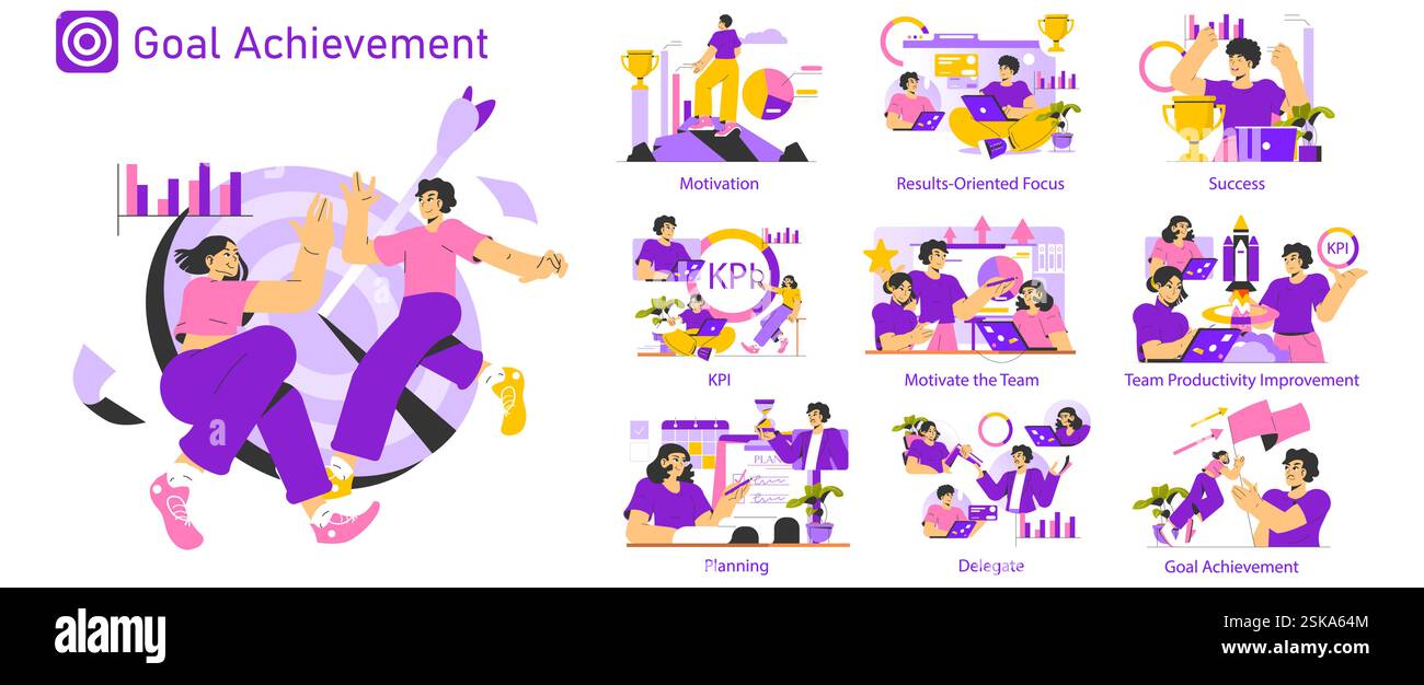 Goal Achievement concept. Represents the journey towards setting and ...