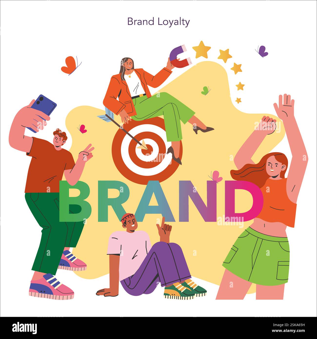 Brand loyalty concept. Representation of enthusiasm demonstrated by ...