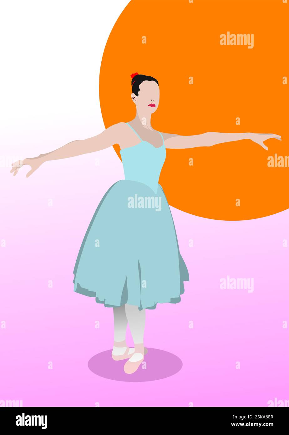 Classical ballet dancer. Color vector hand drawn illustration Stock ...