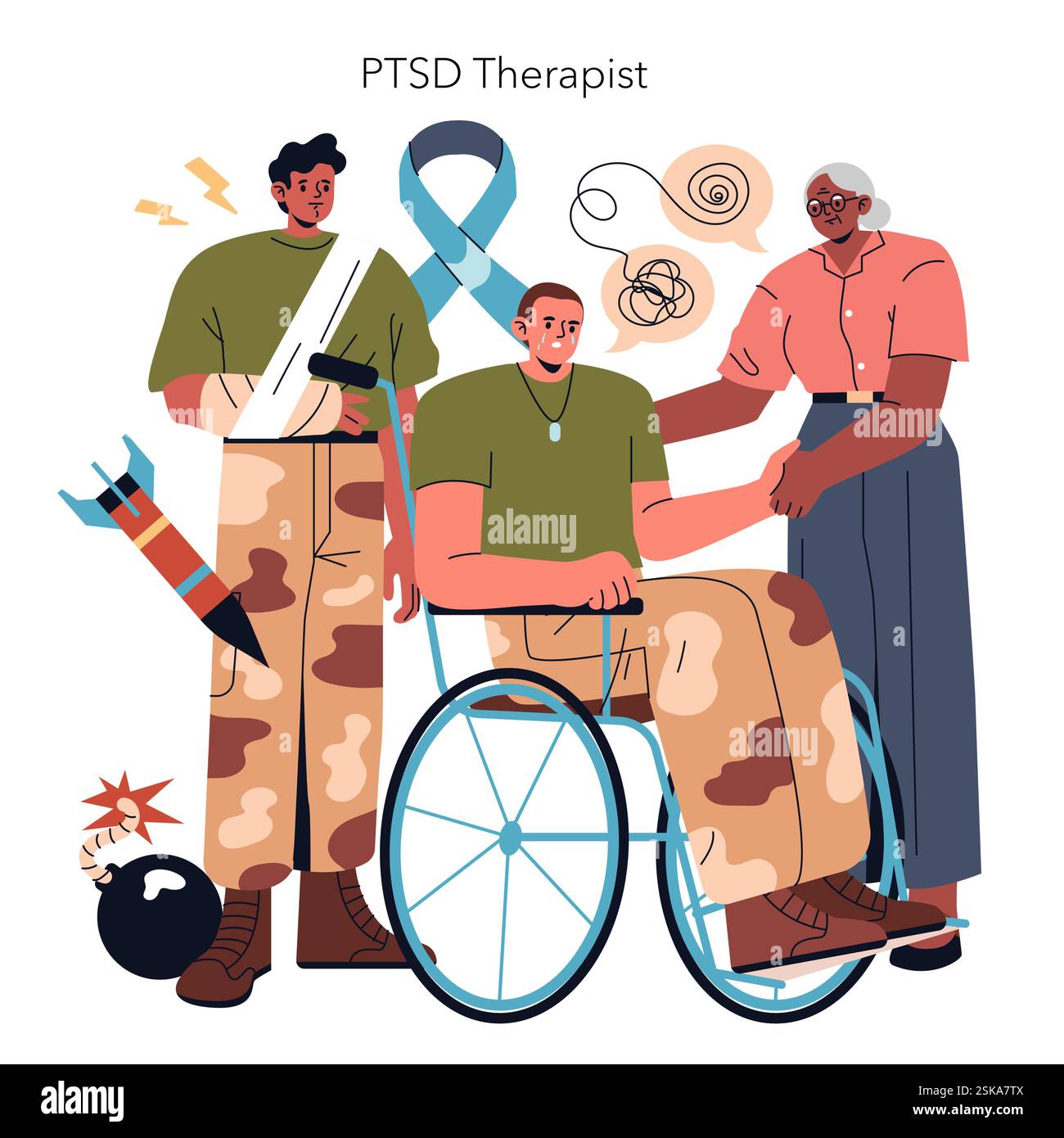 Psychotherapy session for PTSD recovery with diverse therapists and a ...