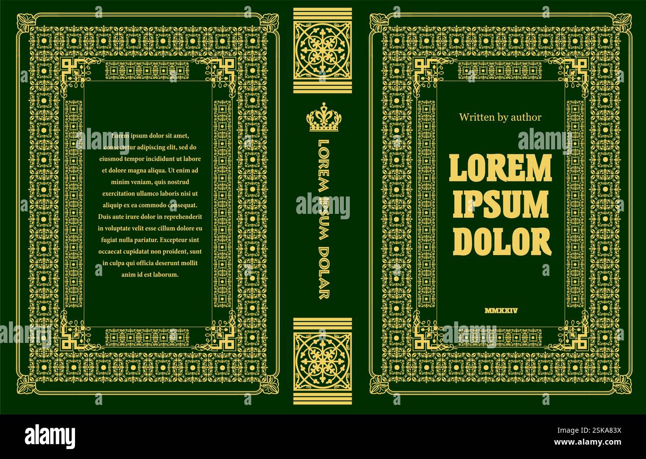 Old book cover design elements. 3d vector cover hand drawn illustration ...