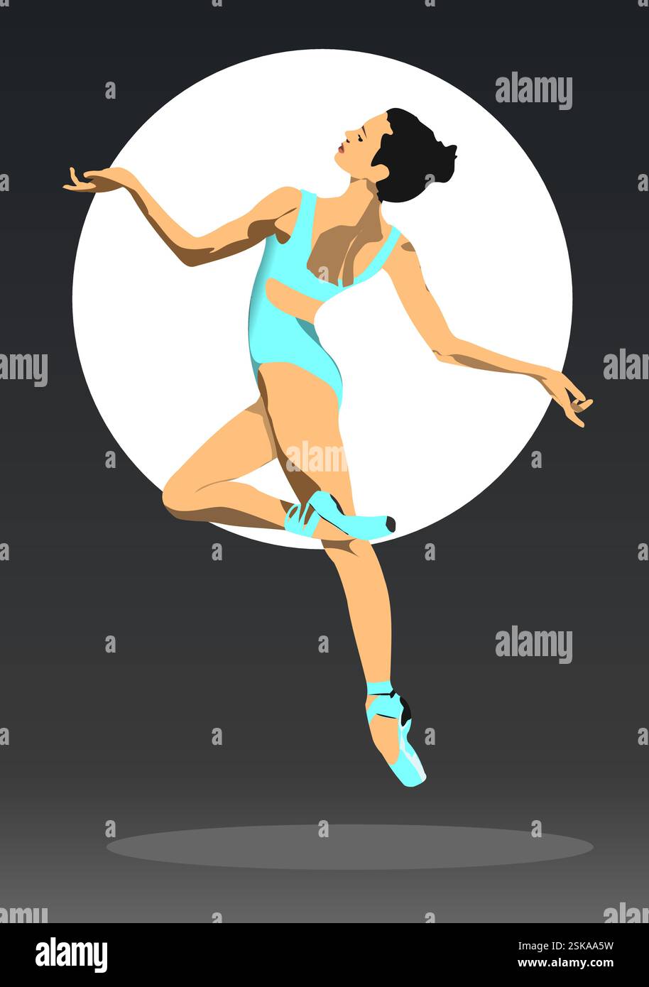 Modern ballet dancers. Colored 3d illustration. Hand drawn illustration ...