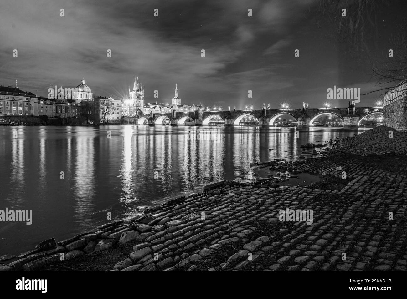 Historic buildings night on Black and White Stock Photos & Images - Alamy