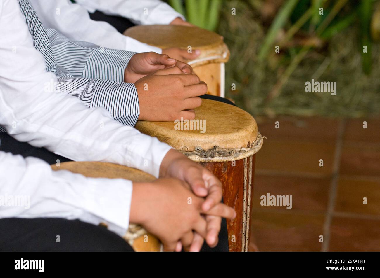 Young drummer, La Mejorana national music festival, Guarare village ...