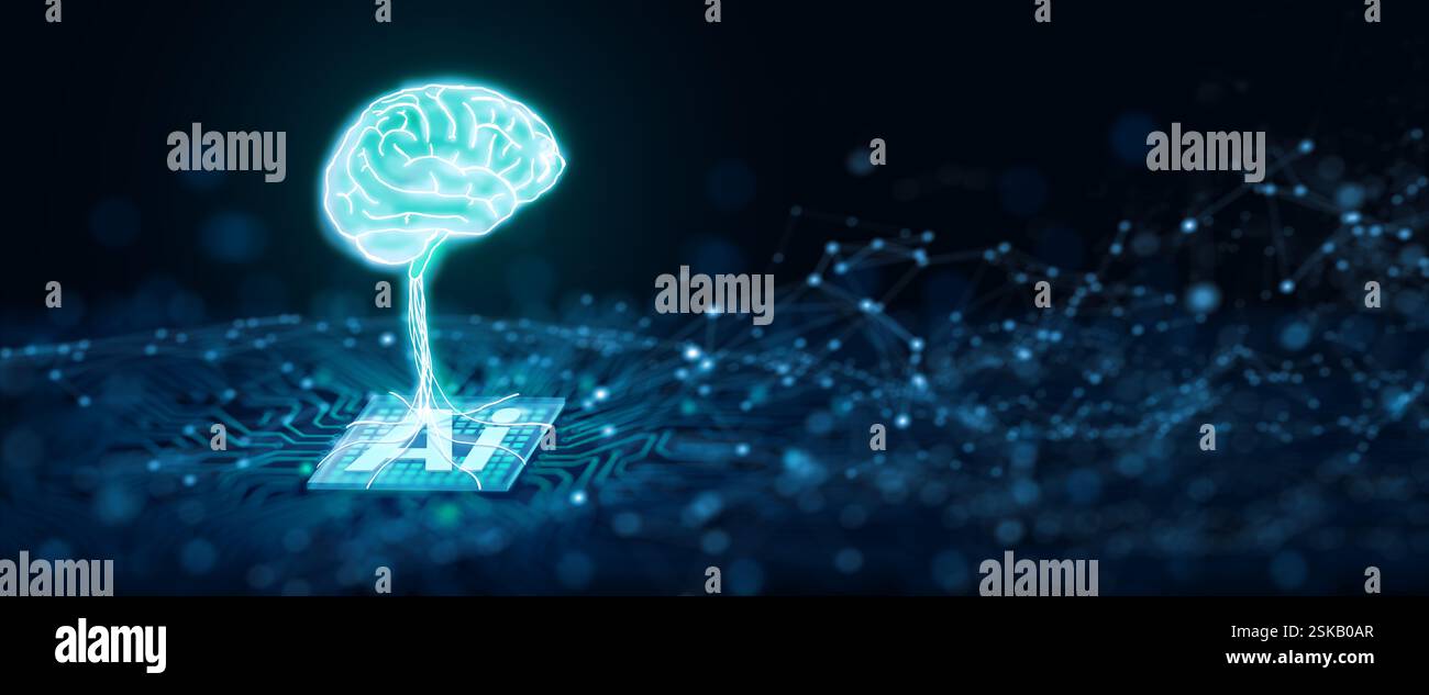 Ai chipset with human brain on computer circuit board. Artificial intelligence, Data mining, and ...