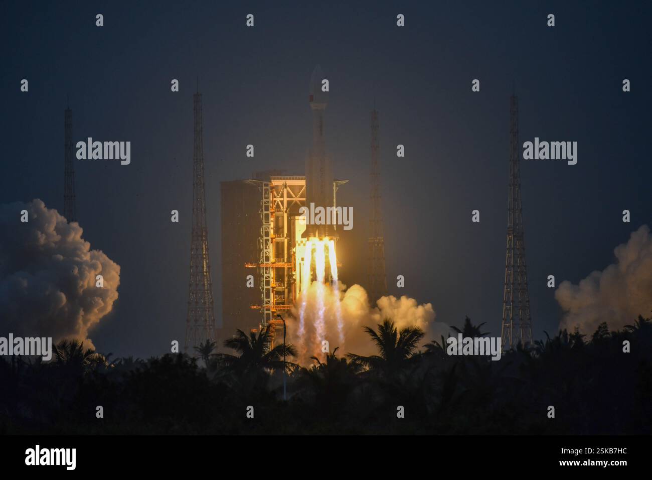 Wenchang,China.11th February 2025. The Long March 8A carrying a second ...