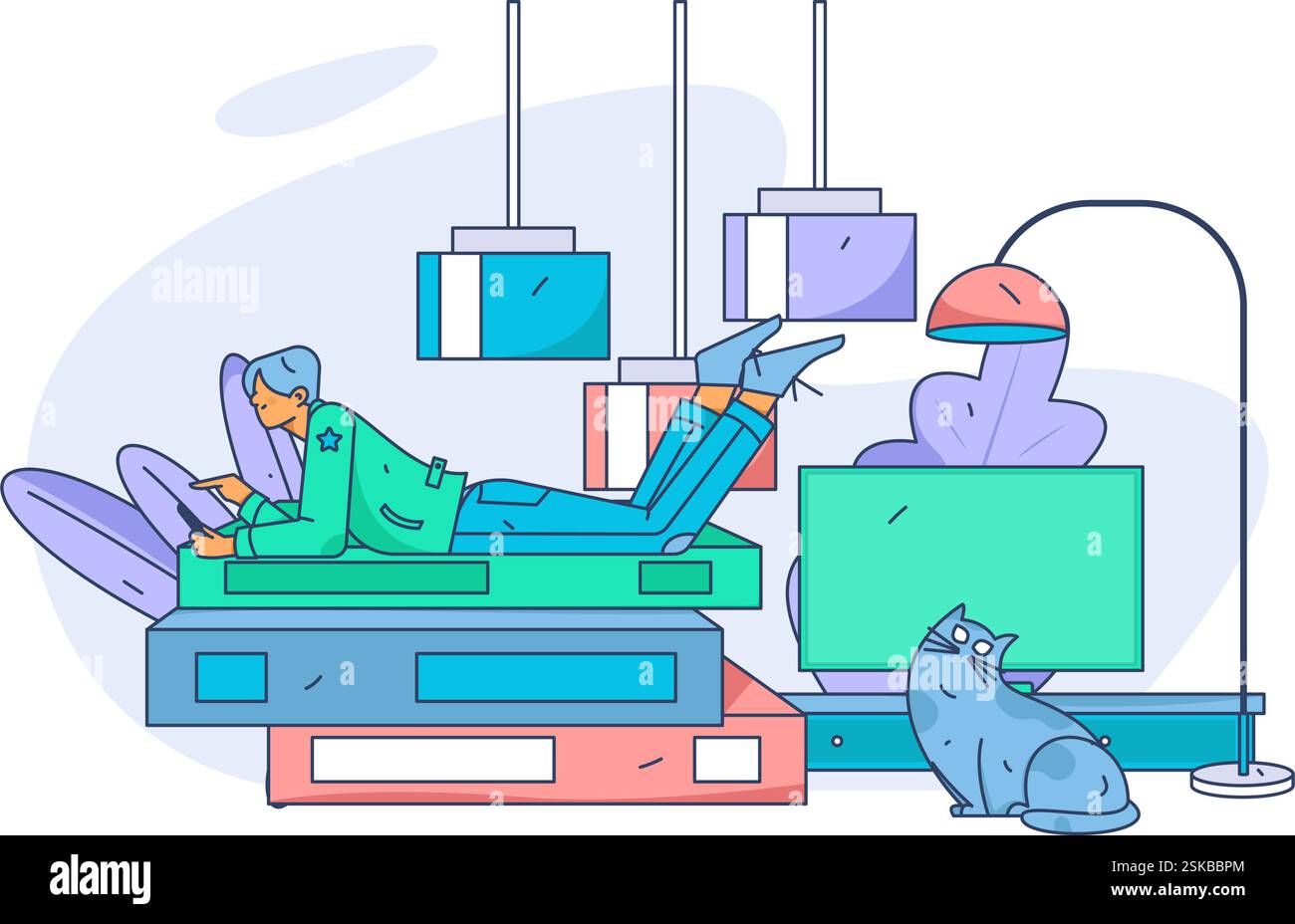 Home indoor character scene flat vector concept operation hand drawn ...