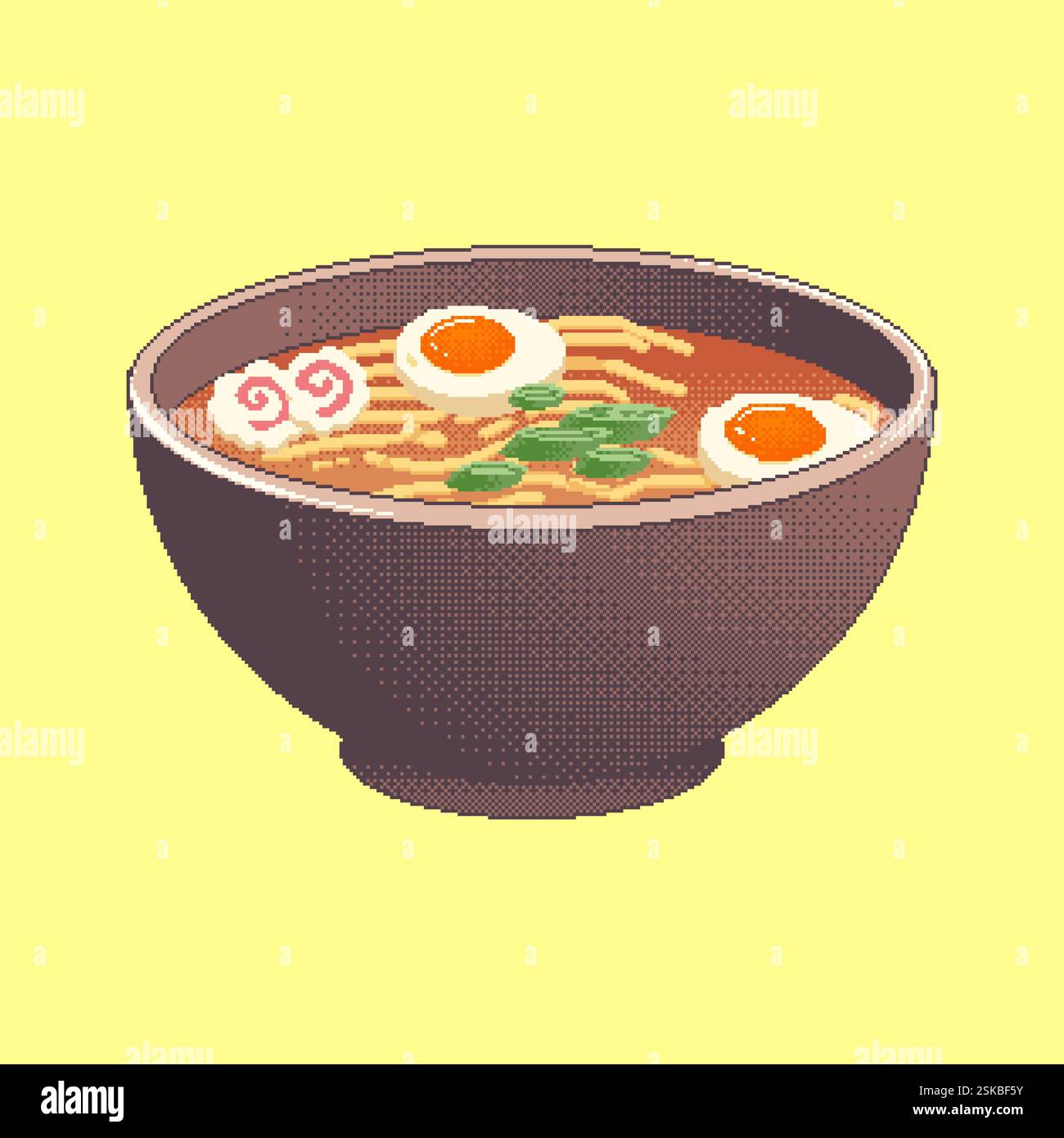 Pixel art noodle soup illustration. Pixelated ramen food for retro ...