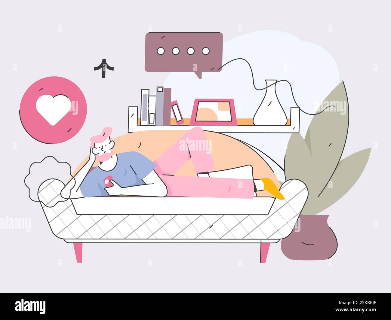 Home indoor character scene flat vector concept operation hand drawn ...