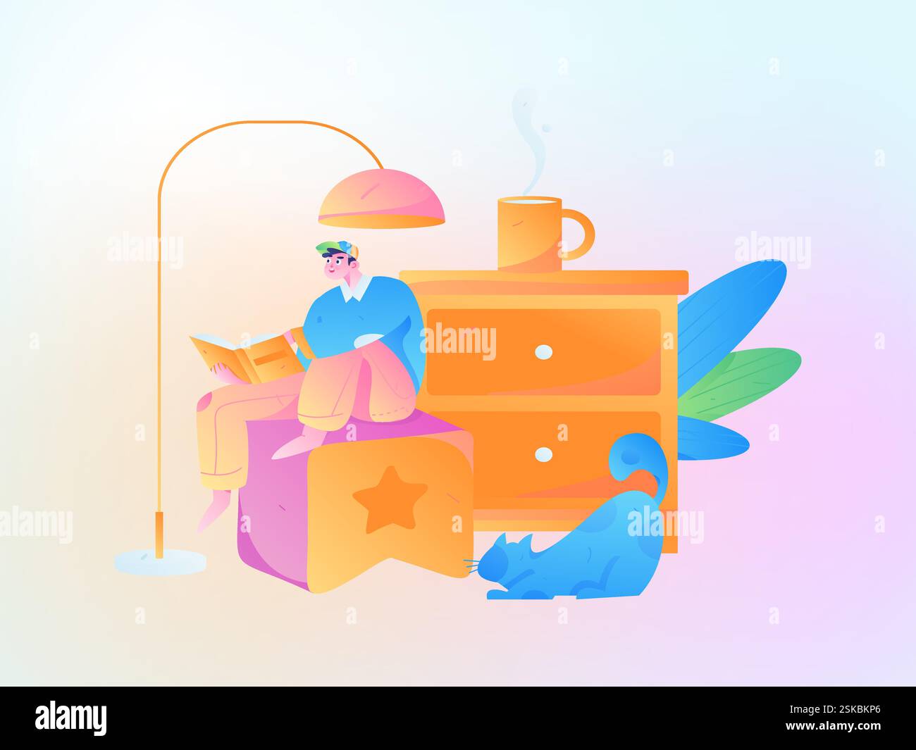 Home indoor character scene flat vector concept operation hand drawn ...