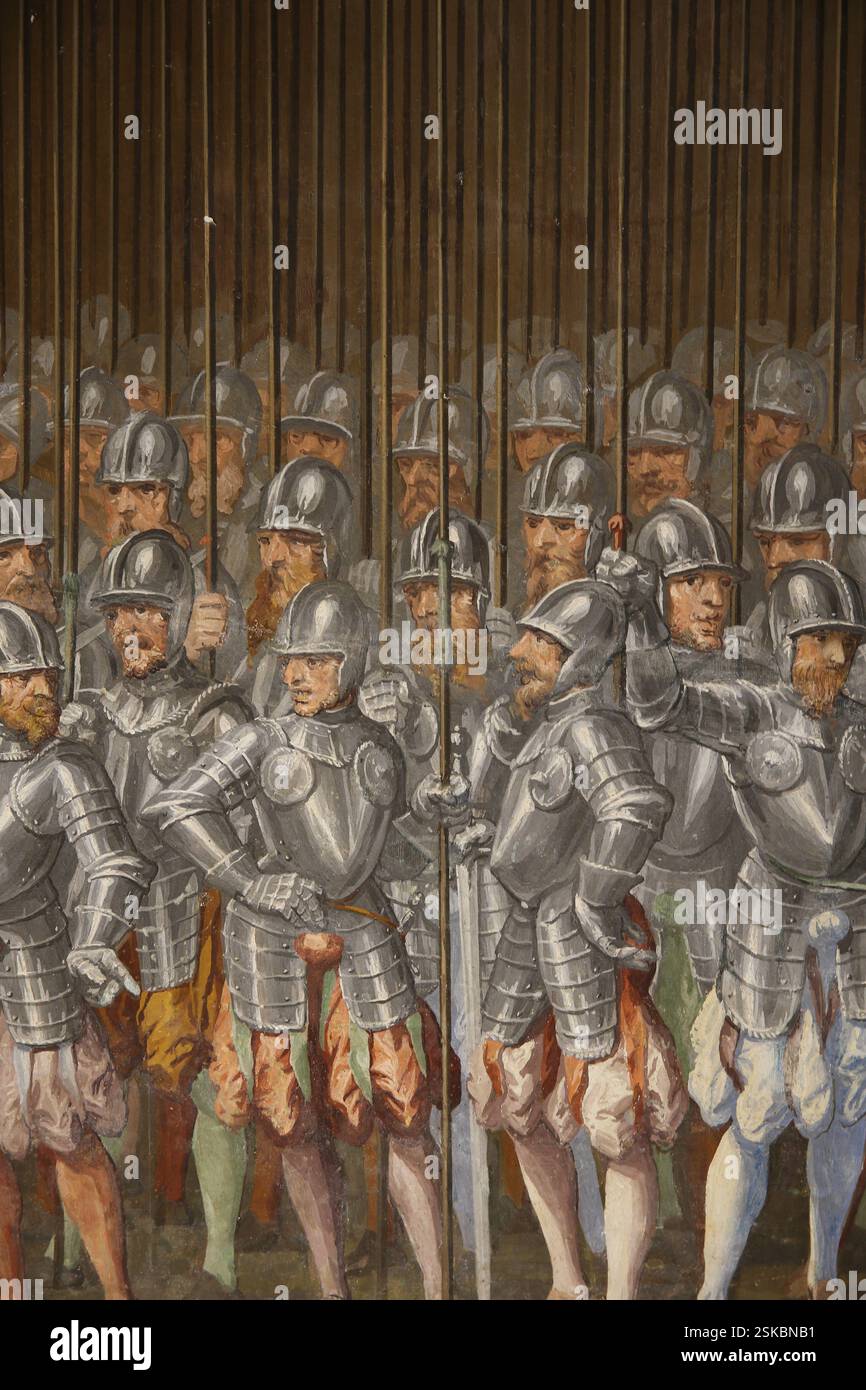 Spain. Room of the battles. Monastery of El Escorial. Battle of San ...