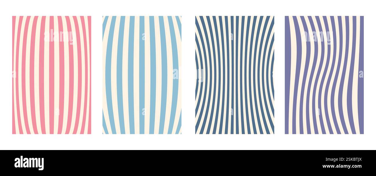 Groovy wave stripe set. Hand drawn groovy, hippie backgrounds ...